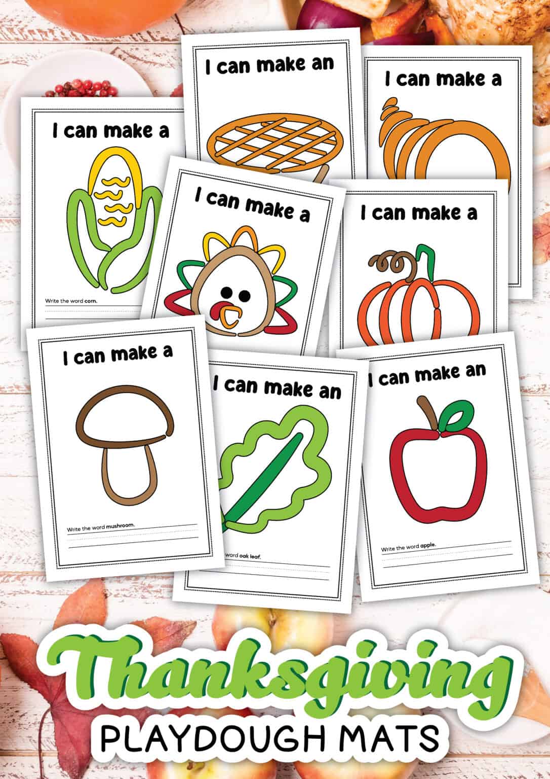 Free Printable Thanksgiving Playdough Mats