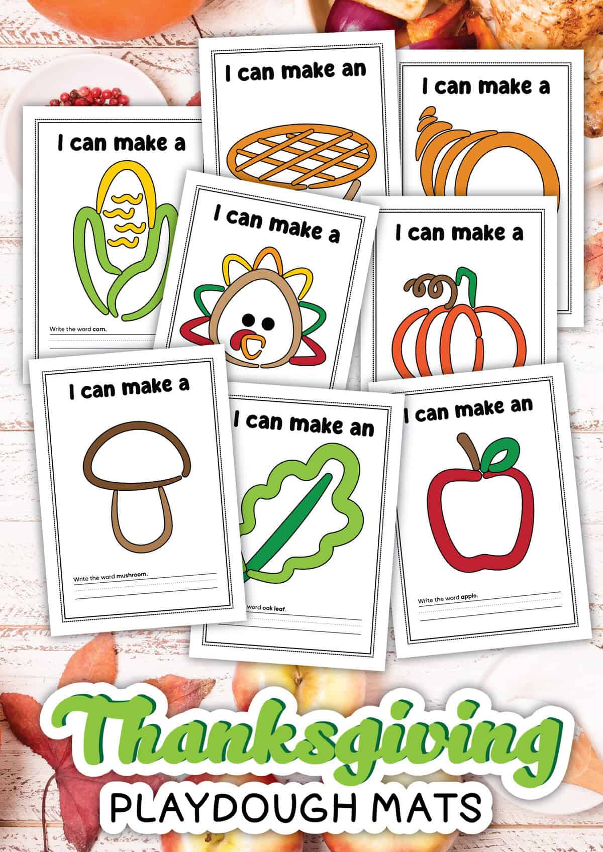 Free Printable Thanksgiving Playdough Mats